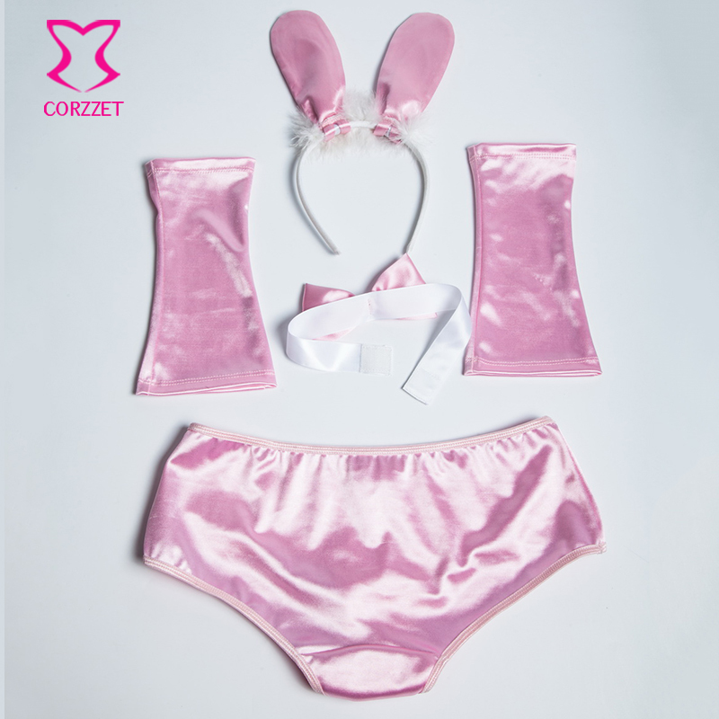 Adult Club Party Role Play White Pink Bunny Outfit Rabbit Uniform