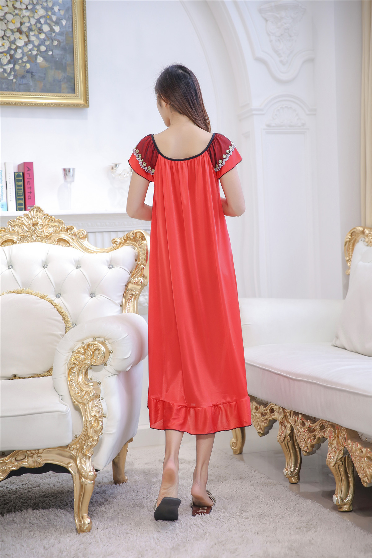2021 Wholesale Lace Nightgowns Summer Ice Silk Nightgown Ms Mm Skirt