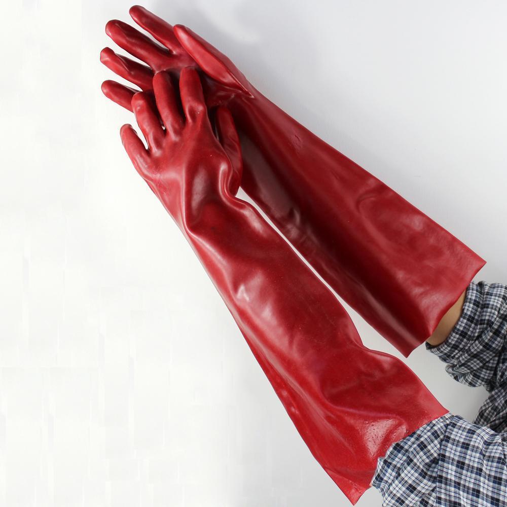 Chemical Proof Pvc Chemicals Long Gloves Of Mensurating 60 Long Pvc Gloves Red Polyethylene