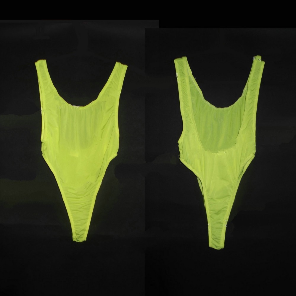 Sexy See Through High Cut Bodysuit Thong Leotard Sleeveless Sheer Milk