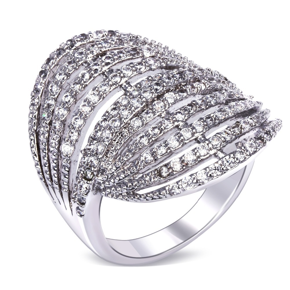 18k Gold Plate Elegant Ring Aaa Zircon Classic Square Rings Is Women