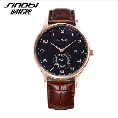 Купить SINOBI Брендовые мужские случайные часы натуральной кожи ремешок Японии кварцевые часы ...