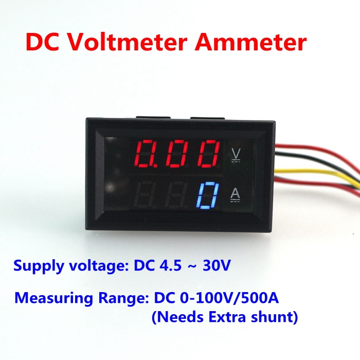 Купить синий и красный светодиодный дисплей dc 0-100v/500a двойной ...