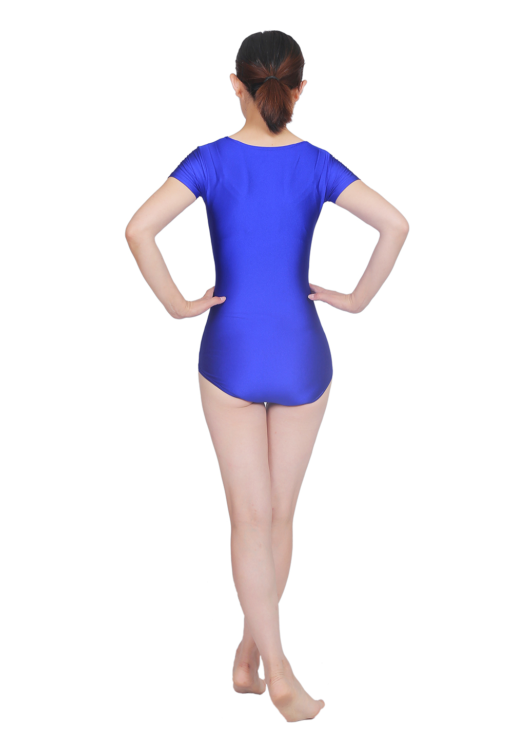 Speerise Adult One Piece Leotard Basic Ballet Short Sleeve Scoop Neck