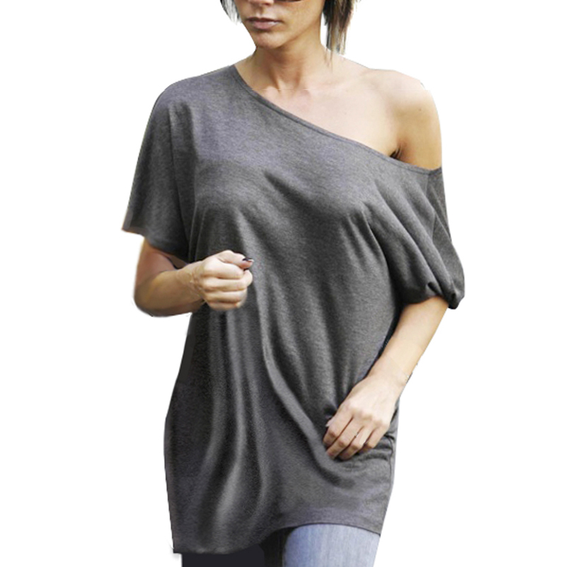Plus Size Women Clothing Casual Womens White Black Red Off Shoulder Batwing Short Sleeve Tops