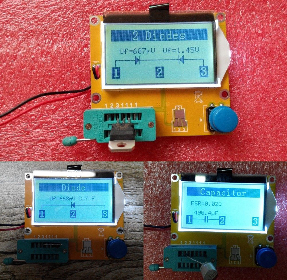 Купить ESR-t4 mega328 цифровой транзистор тестер диод триод емкость esr ...