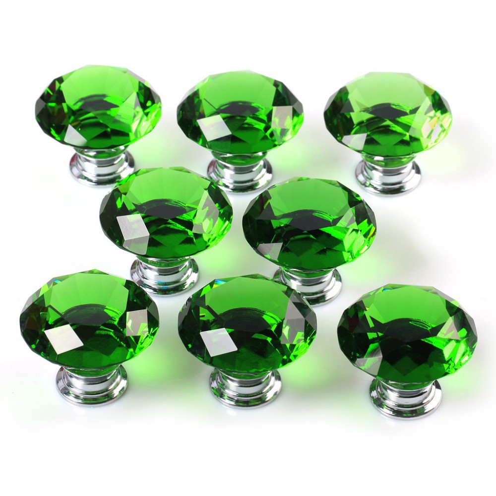 Купить 40 мм цинк сплава четкие зеленые стекла дверные ручки ручки для ...